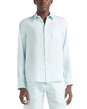 Vilebrequin Linen Solid Classic Fit Shirt - Pacific Blue