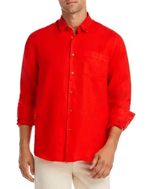 Vilebrequin Linen Solid Classic Fit Shirt Poppy