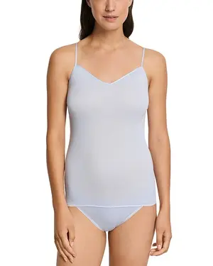 Hanro Cotton Seamless V-neck Cami - Blue Dove