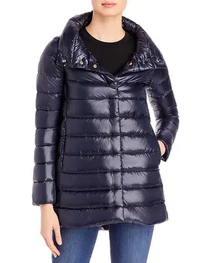 Herno Collar Down Coat - Navy