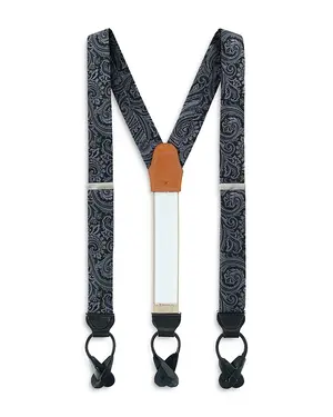 Trafalgar Sobee Button End Silk Braces - Black