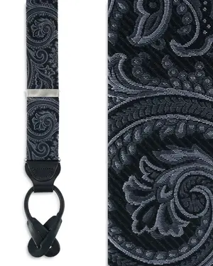 Trafalgar Sobee Button End Silk Braces - Black