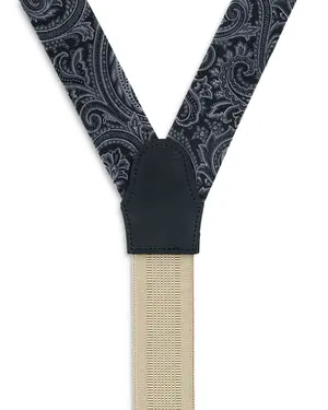 Trafalgar Sobee Button End Silk Braces - Black