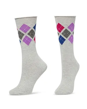 Hue Hue Jean Socks Light Grey Argyle