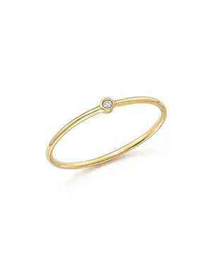 Zoe Chicco 14k Yellow Gold Thin Ring With Diamond White/gold