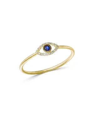 Meira T 14k Yellow Gold Evil Eye Ring - Blue/gold