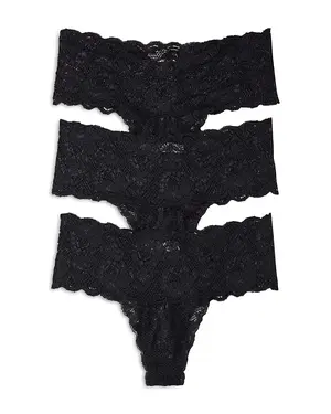 Cosabella Never Say Never Mid-rise Thongs, Set Of 3 - Black/black/black