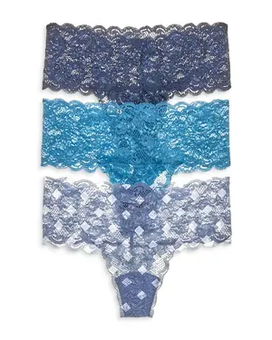 Cosabella Never Say Never Mid-rise Thongs, Set Of 3 Blue Diamond