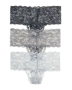 Cosabella Never Say Never Mid-rise Thongs, Set Of 3 Gray/platinum/anthracite