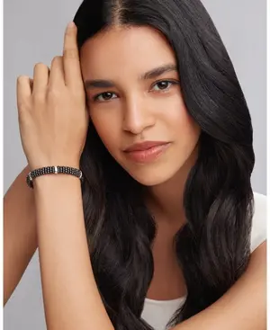 Lagos Caviar Ceramic And Sterling Silver Station Bracelet - Black