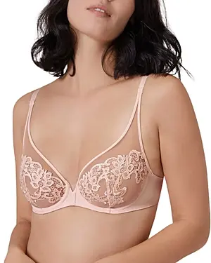Simone Perele Saga Sheer Plunge Underwire Bra Blush