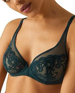 Simone Perele Saga Sheer Plunge Underwire Bra Peacock