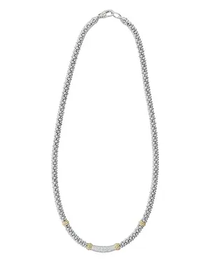 Lagos 18k Gold & Sterling Silver Diamond Lux Station Necklace - White/silver