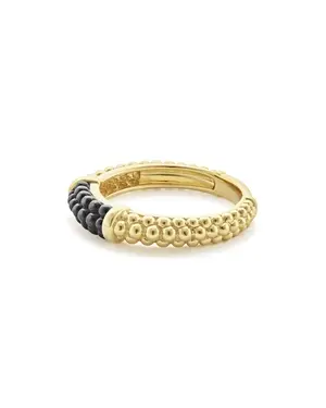 Lagos Gold & Black Caviar Collection 18k Gold & Ceramic Ring