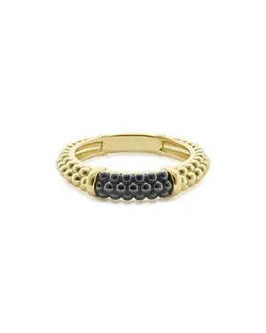 Lagos Gold & Black Caviar Collection 18k Gold & Ceramic Ring