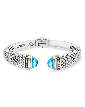 Lagos 18k Gold And Sterling Silver Rittenhouse Blue Topaz Cuff - Blue/silver