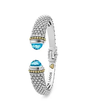 Lagos 18k Gold And Sterling Silver Rittenhouse Blue Topaz Cuff
