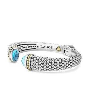 Lagos 18k Gold And Sterling Silver Rittenhouse Blue Topaz Cuff