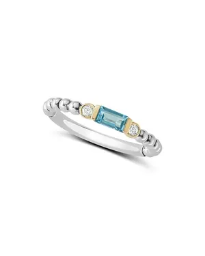 Lagos 18k Gold And Sterling Silver Rittenhouse Stacking Ring - Blue/silver