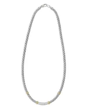 Lagos 18k Gold & Sterling Silver Diamond Lux Collar Necklace - White/silver