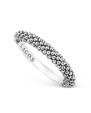 Lagos Sterling Caviar Beaded Stacking Ring - Silver