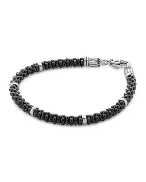 Lagos Black Caviar Ceramic Bracelet - Black/silver