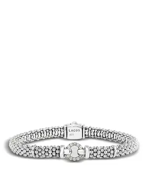Lagos LAGOS Sterling Silver Caviar Diamond Bracelet White/silver