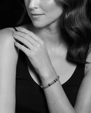 Lagos Sterling Silver, Diamond, And Ceramic Bracelet