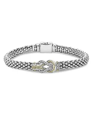 Lagos 18k Gold And Sterling Silver Newport Knot Diamond Bracelet - White/gold
