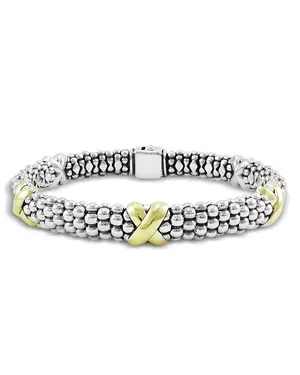 Lagos 18k Yellow Gold And Sterling Silver Embrace Caviar Bracelet - Gold/silver