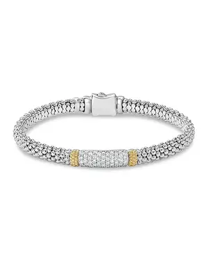 Lagos 18k Gold & Sterling Silver Diamond Pave Bracelet - White/silver