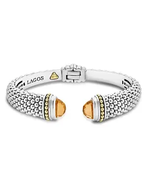 Lagos 18k Gold And Sterling Silver Citrine Cuff - Orange/silver