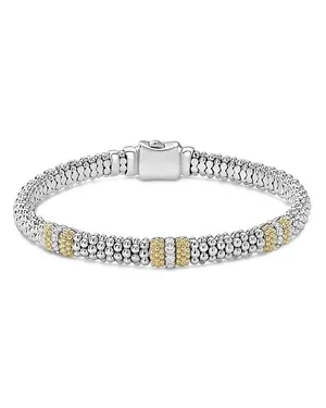 Lagos 18k Gold And Sterling Silver Diamond Lux Bracelet, 6mm - White/silver