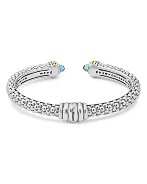 Lagos 18k Gold And Sterling Silver Blue Topaz Cuff
