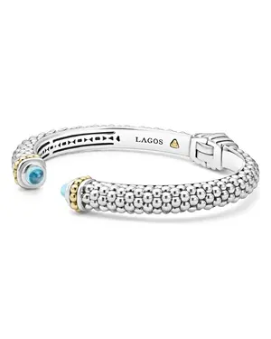 Lagos 18k Gold And Sterling Silver Blue Topaz Cuff
