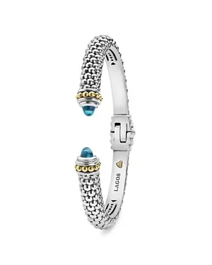 Lagos 18k Gold And Sterling Silver Blue Topaz Cuff