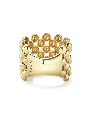 Lagos Caviar Collection 18k Beaded Ring
