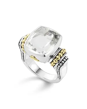 Lagos 18k Gold And Sterling Silver Rittenhouse Medium Ring With White Topaz - White/silver