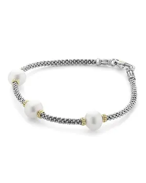 Lagos 18k Gold And Sterling Silver Luna Pearl Bracelet - White/silver