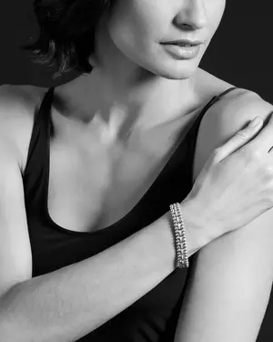 Lagos Sterling Silver Caviar Spark Diamond Link Bracelet - White/silver
