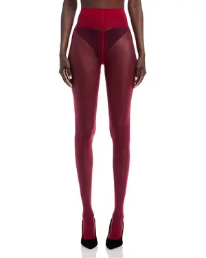 Wolford Individual 10 Back Seam Tights - Soft Cherry