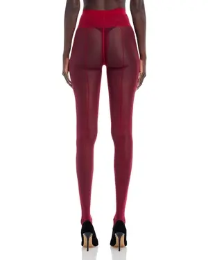 Wolford Individual 10 Back Seam Tights - Soft Cherry