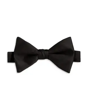David Donahue Silk Satin Bow Tie - Black Satin