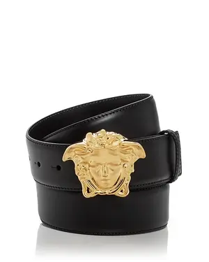 Versace Medusa Buckle Leather Belt - Black Versace