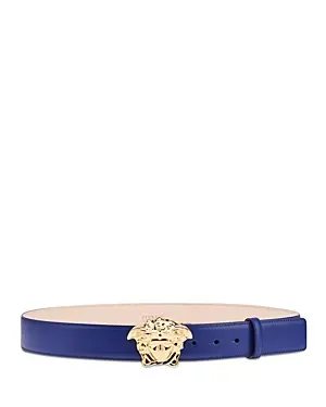 Versace Medusa Buckle Leather Belt Royal Blue