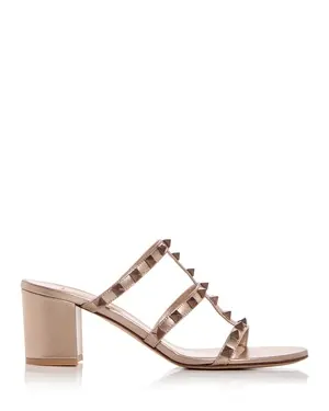 Valentino Garavani Rockstud Block Heel Slide Sandals - Skin