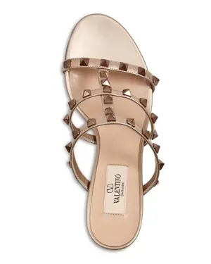 Valentino Garavani Rockstud Block Heel Slide Sandals - Skin