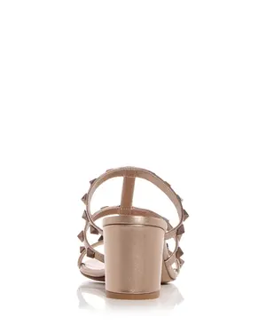 Valentino Garavani Rockstud Block Heel Slide Sandals - Skin