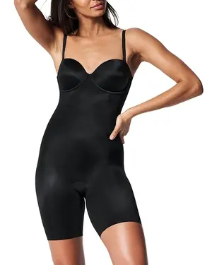 Spanx Suit Your Fancy Strapless Convertible Underwire Mid-thigh Bodysuit - Very Black