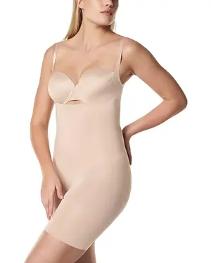 Spanx Oncore Open-bust Mid-thigh Bodysuit Soft Nude